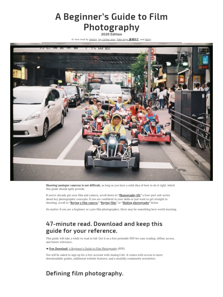 GUIDE A Beginners Guide To Film Photography 2020 Analog - Cafe PDF ...