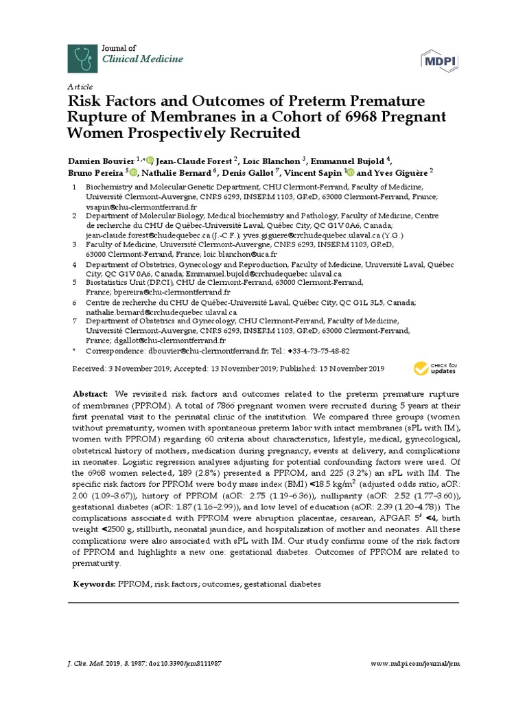 Risk Factors and Outcomes of Preterm Premature Rupture of Membranes in ...