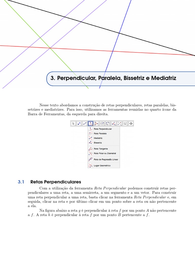 Perpendicular, Paralela, Bissetriz e Mediatriz | PDF | Linha (Geometria ...