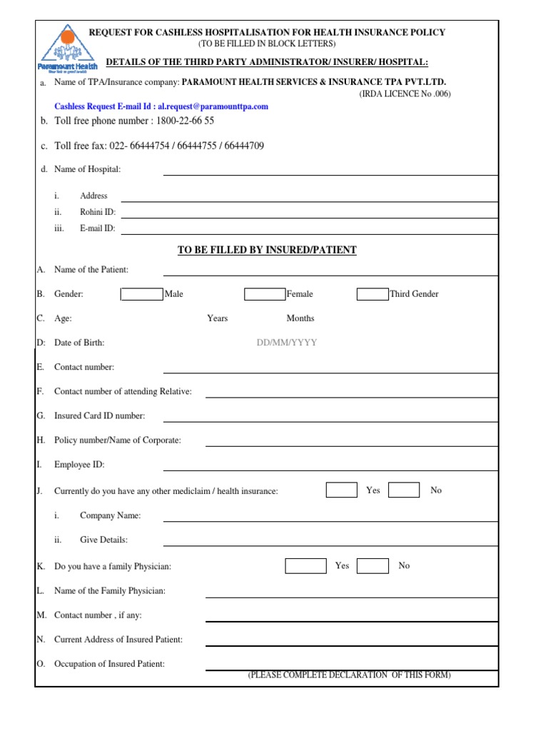 Pre Auth Form Revised PDF | PDF | Insurance | Hospital