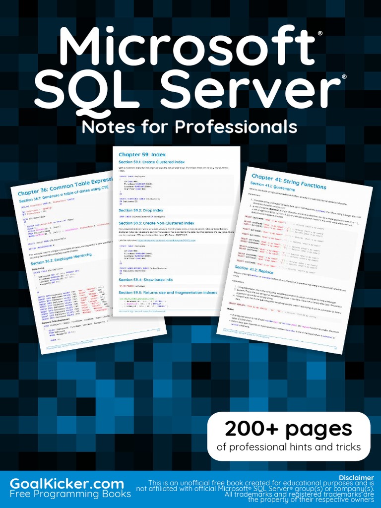 Microsoft SQL Server Notes For Professionals PDF | Download Free PDF ...