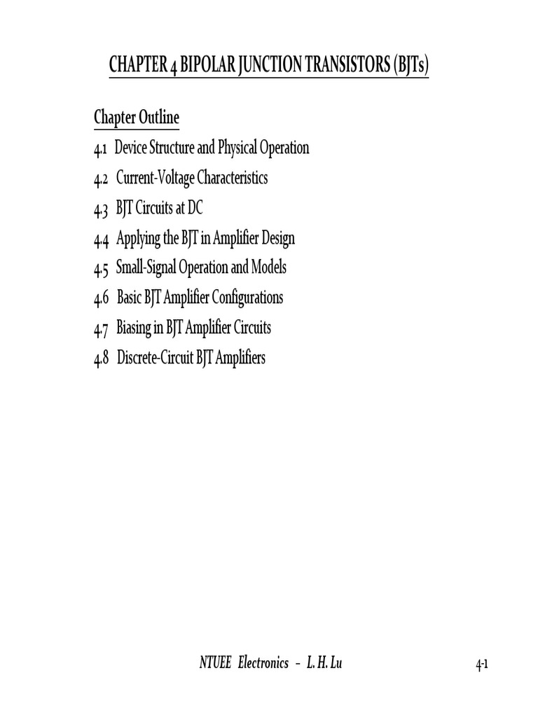 Chapter 4 Bipolar Junction Transistors (BJTS) | PDF | Bipolar Junction ...