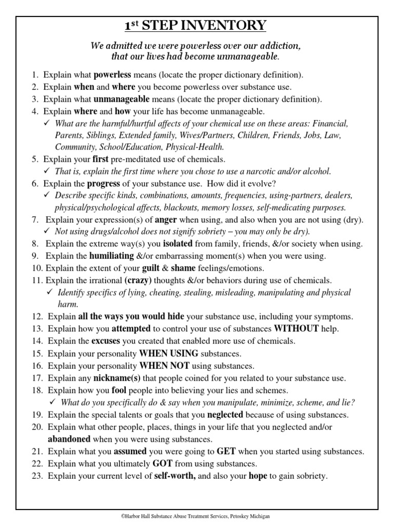 1 Step Inventory: We Admitted We Were Powerless Over Our Addiction ...