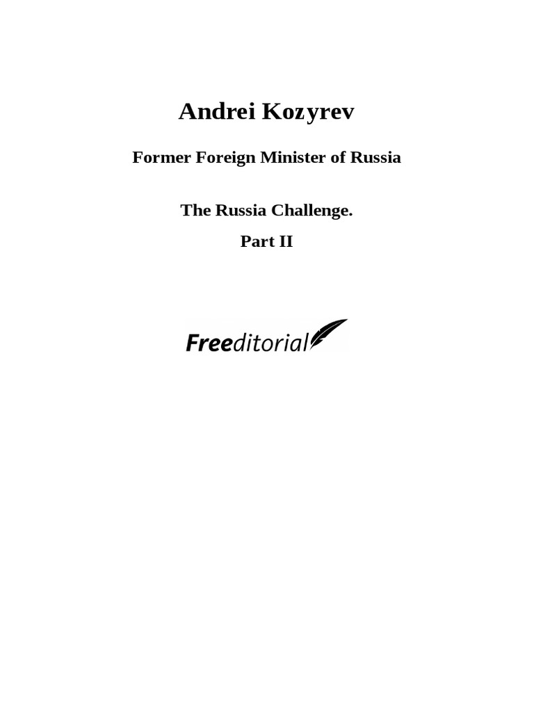 Andrei Kozyrev: Former Foreign Minister of Russia | PDF | Nato | Boris Yeltsin