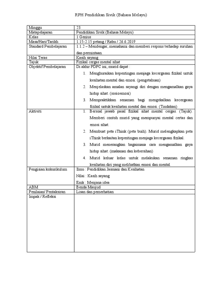 RPH Sivik | PDF | Sains & Matematika