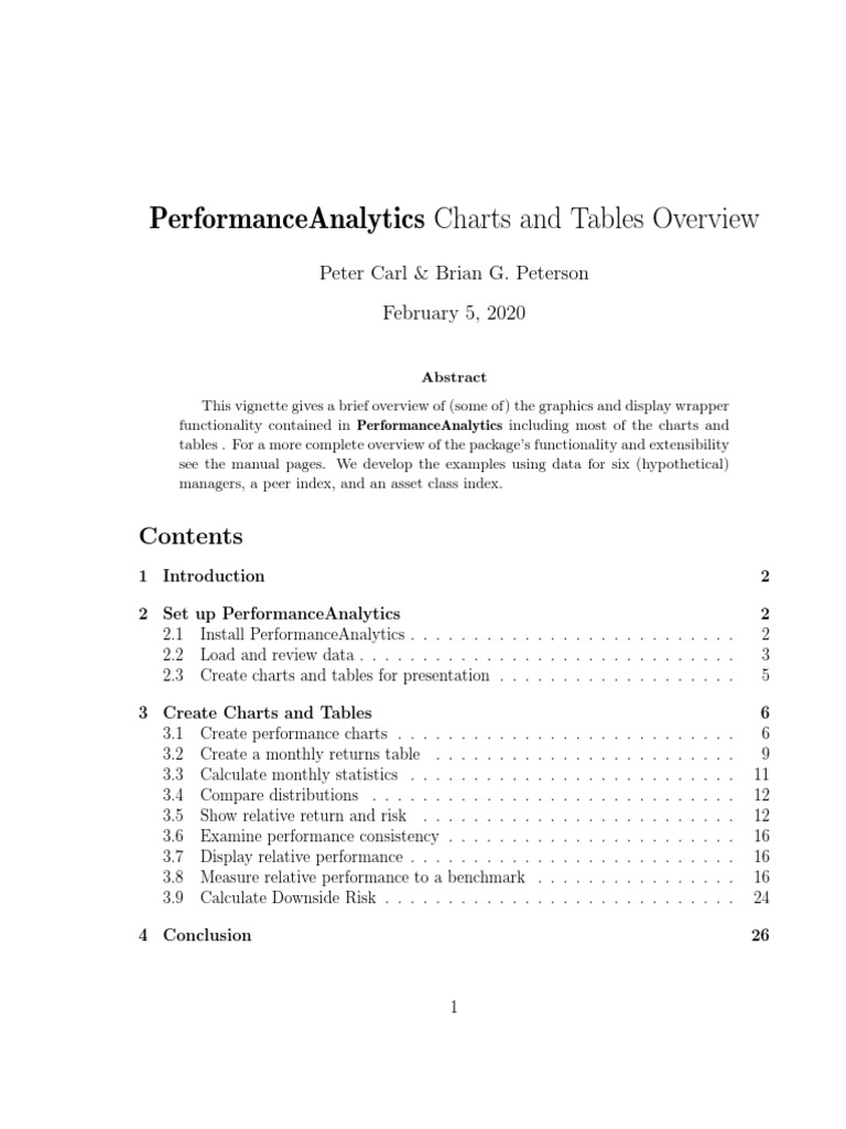 Performanceanalytics Charts and Tables Overview: Peter Carl & Brian G. Peterson February 5, 2020 ...