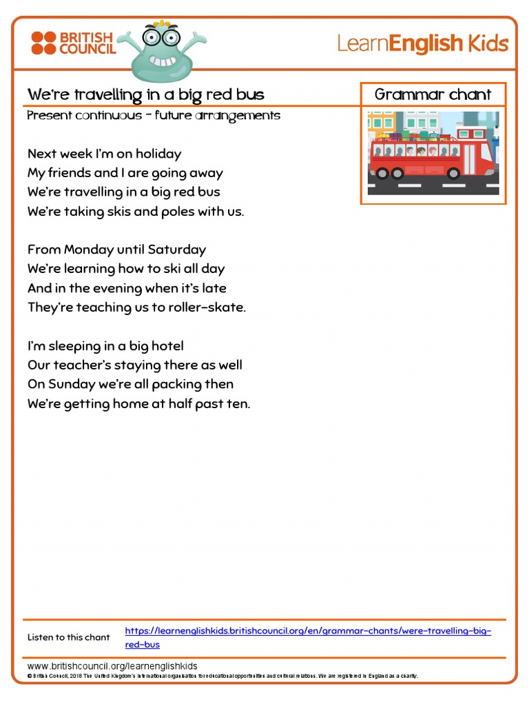 Grammar Chants Were Travelling in A Big Red Bus Lyrics | PDF | Language ...