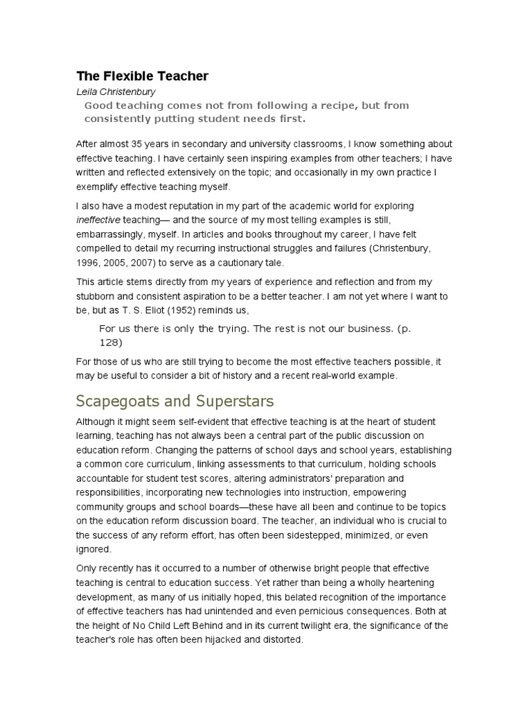 4 The Flexible Teacher | PDF | Teachers | Education Reform