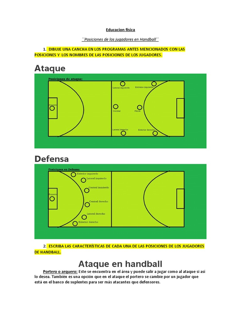 Posiciones de Los Jugadores de Handball | PDF