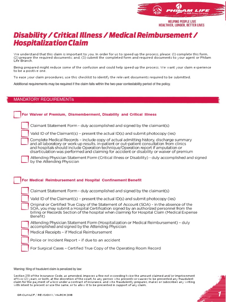 Disability Critical Illness Medical Reimbursement or Hospitalization ...