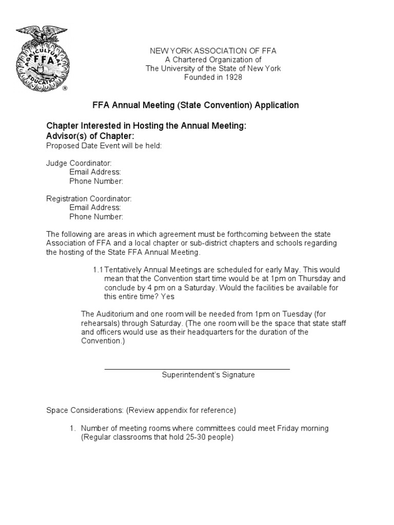 FFA Annual Meeting (State Convention) Application Chapter Interested in ...