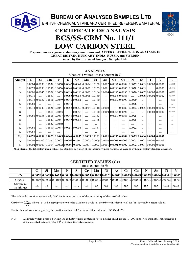 BCS - SS-CRM 111 - 1 Jan2018 | PDF | Chemical Elements | Chemistry