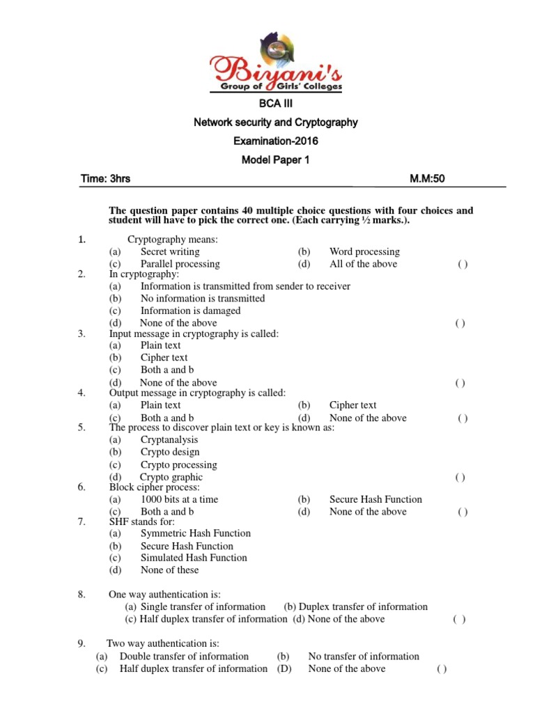 The Question Paper Contains 40 Multiple Choice Questions With Four ...