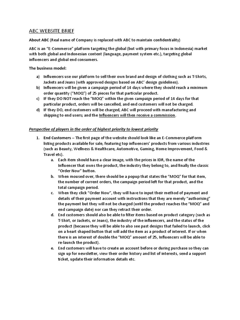 Abc Website Brief: About ABC (Real Name of Company Is Replaced With ABC ...