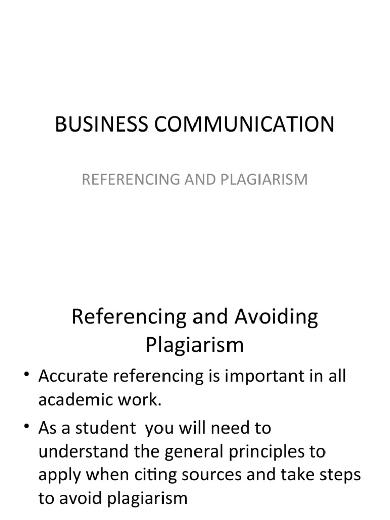 Business Communication Referencing and Plagiarism | PDF | Plagiarism ...
