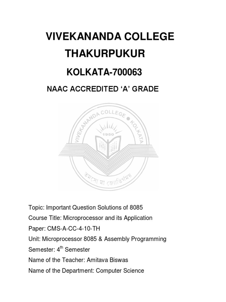 8085 Microprocessor Question Solutions | PDF | Central Processing Unit ...