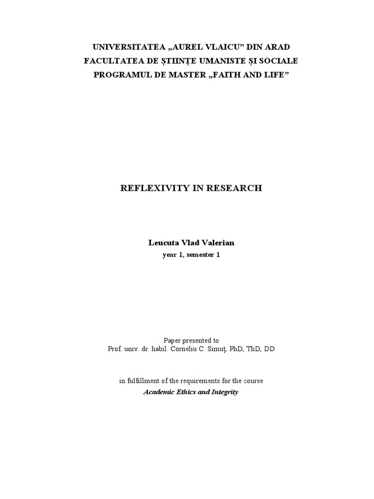 Reflexivity in Research | PDF | Reflexivity (Social Theory ...