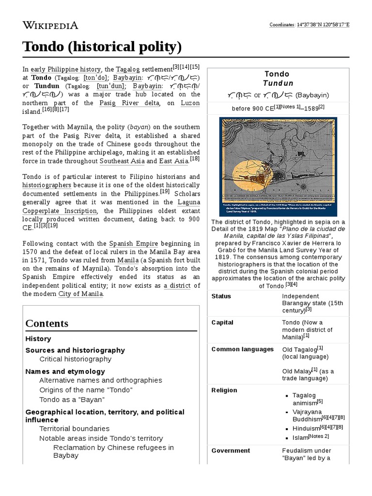 Tondo (Historical Polity) | PDF | Southeast Asia | Philippines