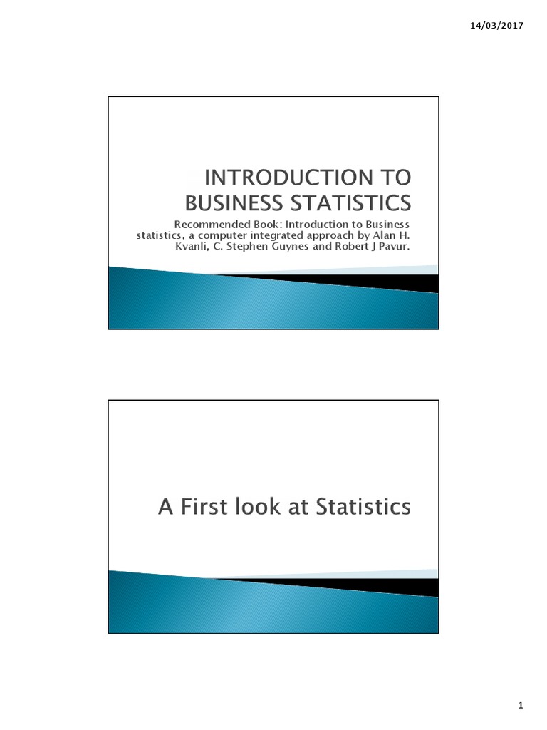 Recommended Book: Introduction To Business Statistics, A Computer ...
