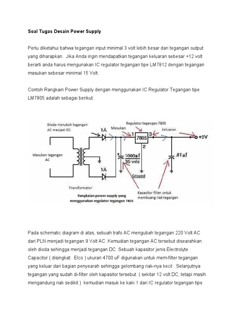 Soal Tugas Desain Power Supply Praktikum Eldas 1 | PDF