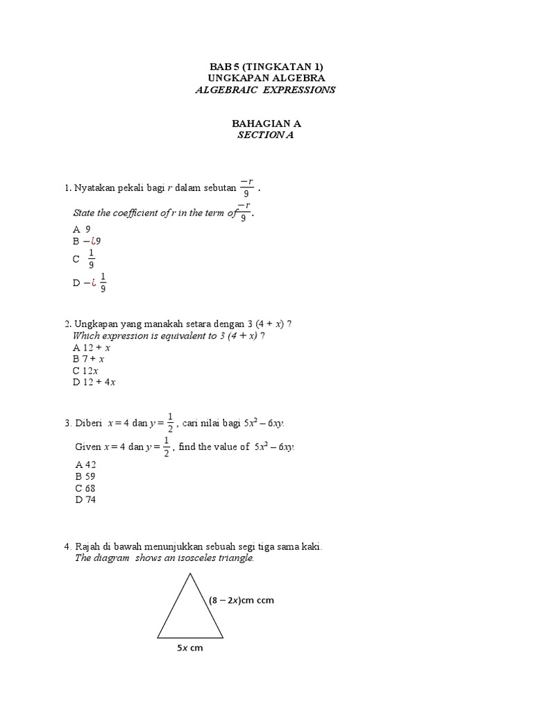 Matematik T1 Bab 5 | PDF
