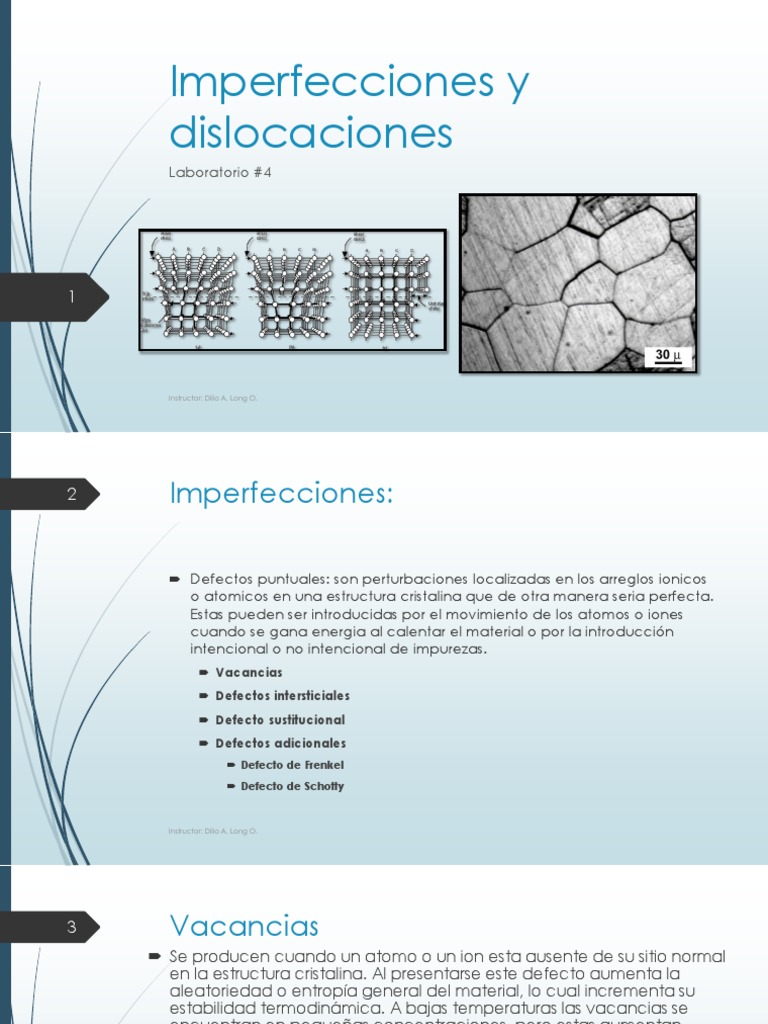 Defectos y Dislocaciones en Materiales | PDF | Dislocación | Cristal