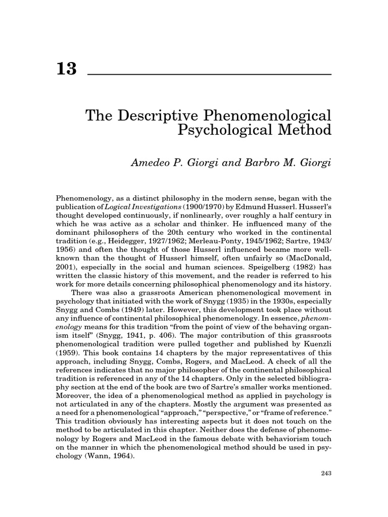 Giorgi-2003-Descriptive Phenomenological Psychological Method PDF | PDF ...