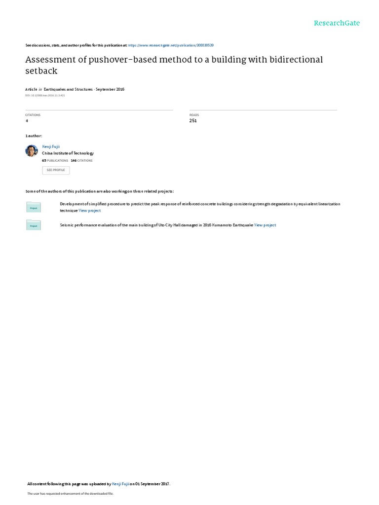 Assessment of Pushover-Based Method To A Building With Bidirectional Setback | PDF | Beam ...