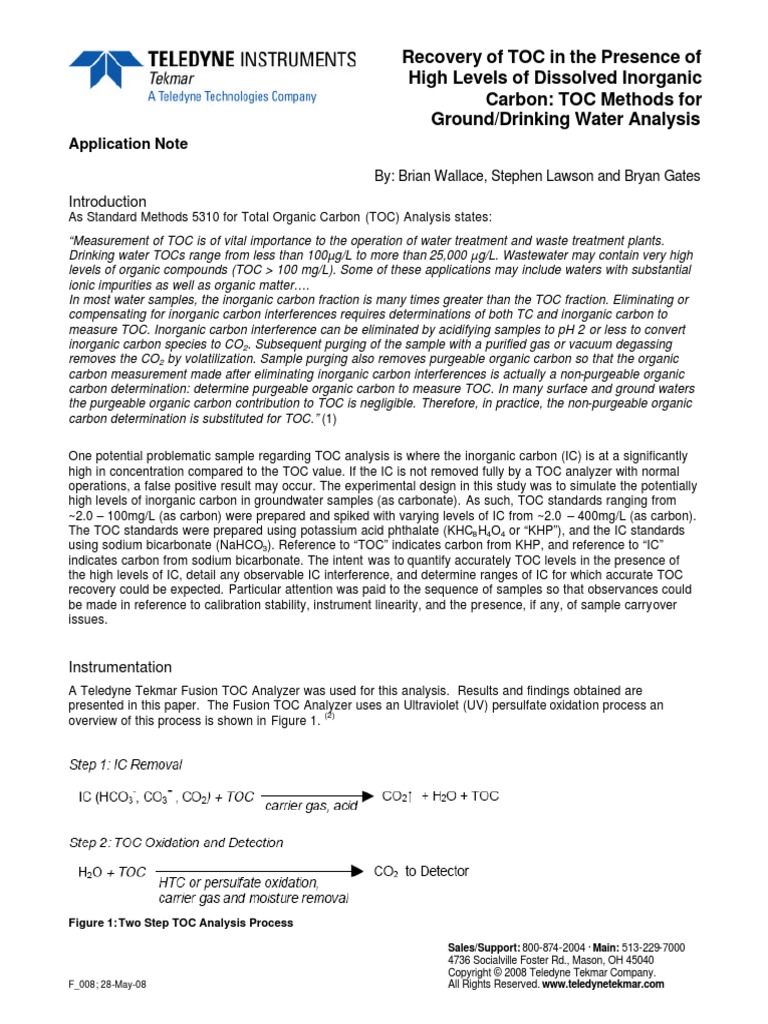 Application Note, Recovery of TOC in The Presence of High Levels of ...