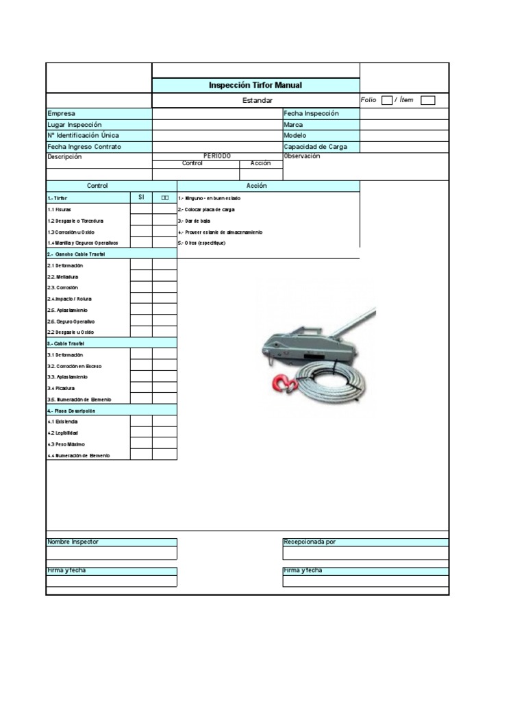 Check List Tirfor | PDF
