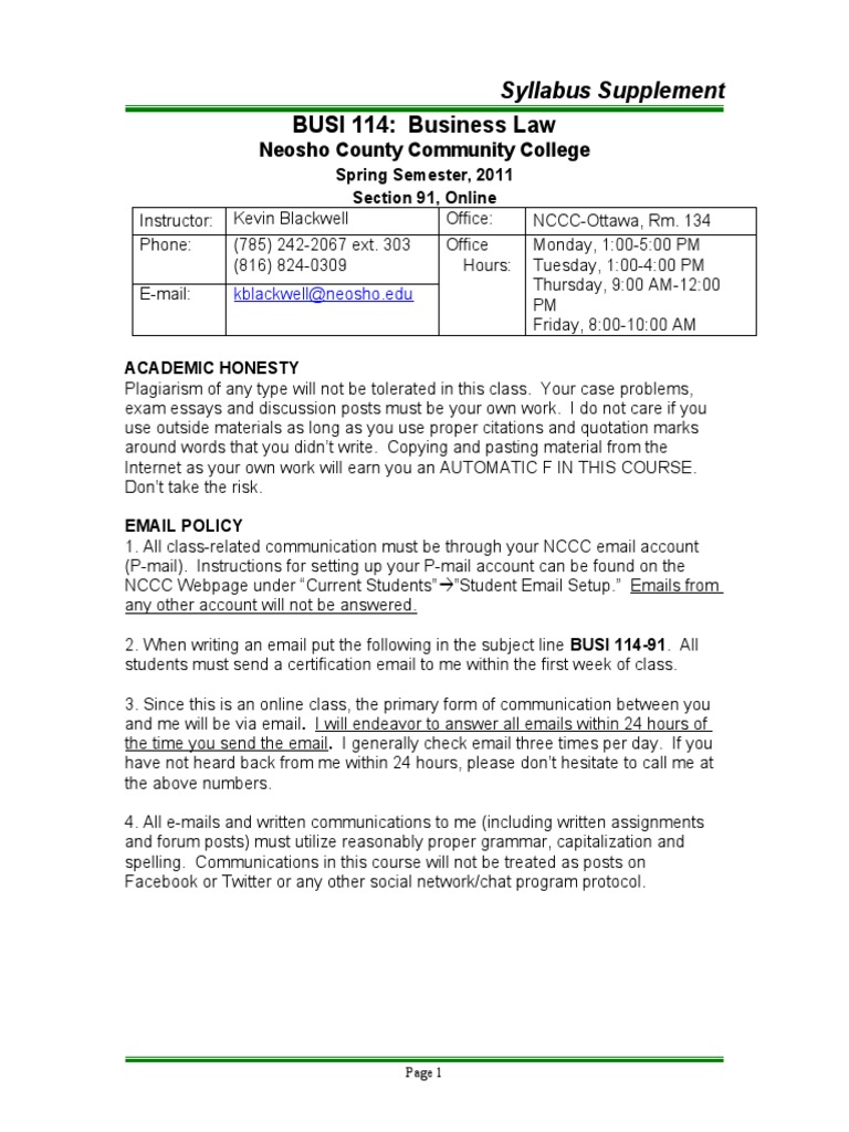 BUSI 114 Online Course Syllabus | PDF | Internet Forum | Test (Assessment)