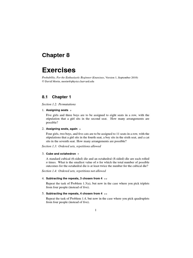 Exercises: Probability, For The Enthusiastic Beginner (Exercises ...