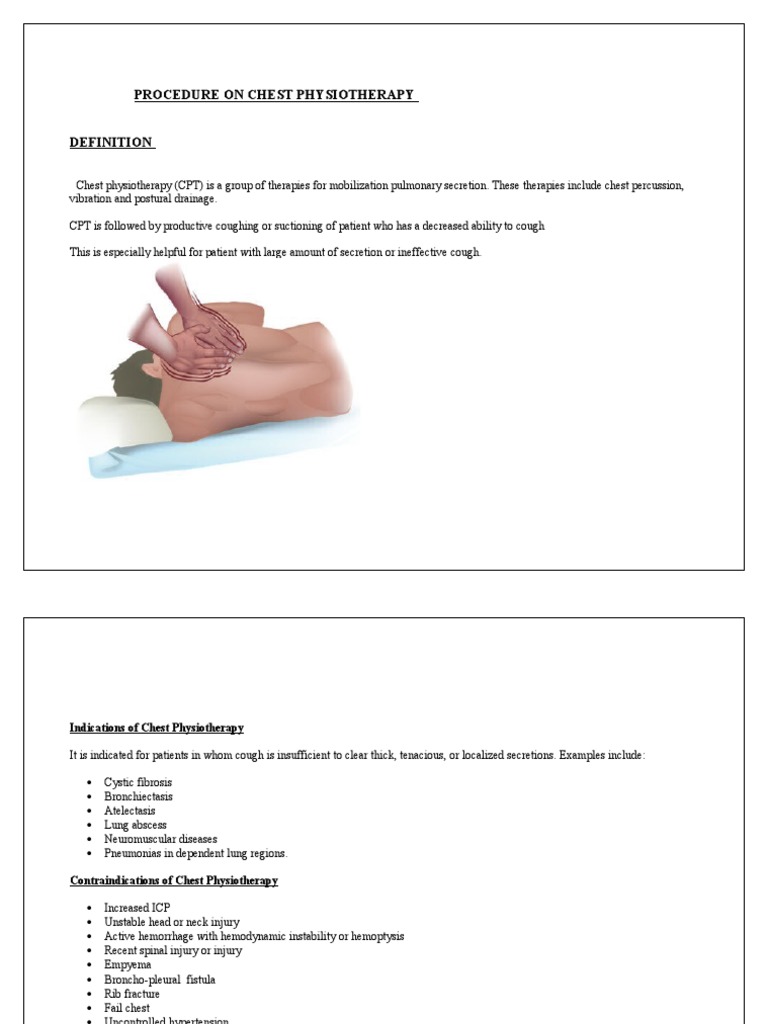 Procedure On Chest Physiotherapy | PDF | Thorax | Clinical Medicine