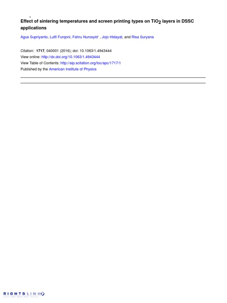 2016 Effect of Sintering Temperatures and Screen Printing Types On TiO2 ...