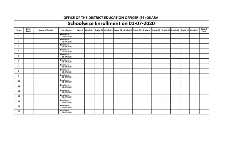 Performa ENROLLMENT 01-07-2020 | PDF