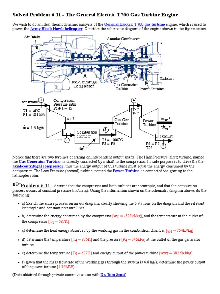 T700 Gas Turbine Engine Analysis | PDF | Turbine | Gas Turbine