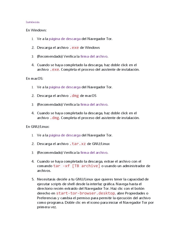 Manual Español de Navegador Tor | PDF | Tor (Red de anonimato) | Mac OS