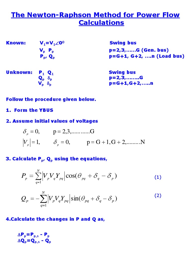 The Newton Raphson Method For Power Flow Calculations Y V V P Pdf Mathematical Concepts 1663