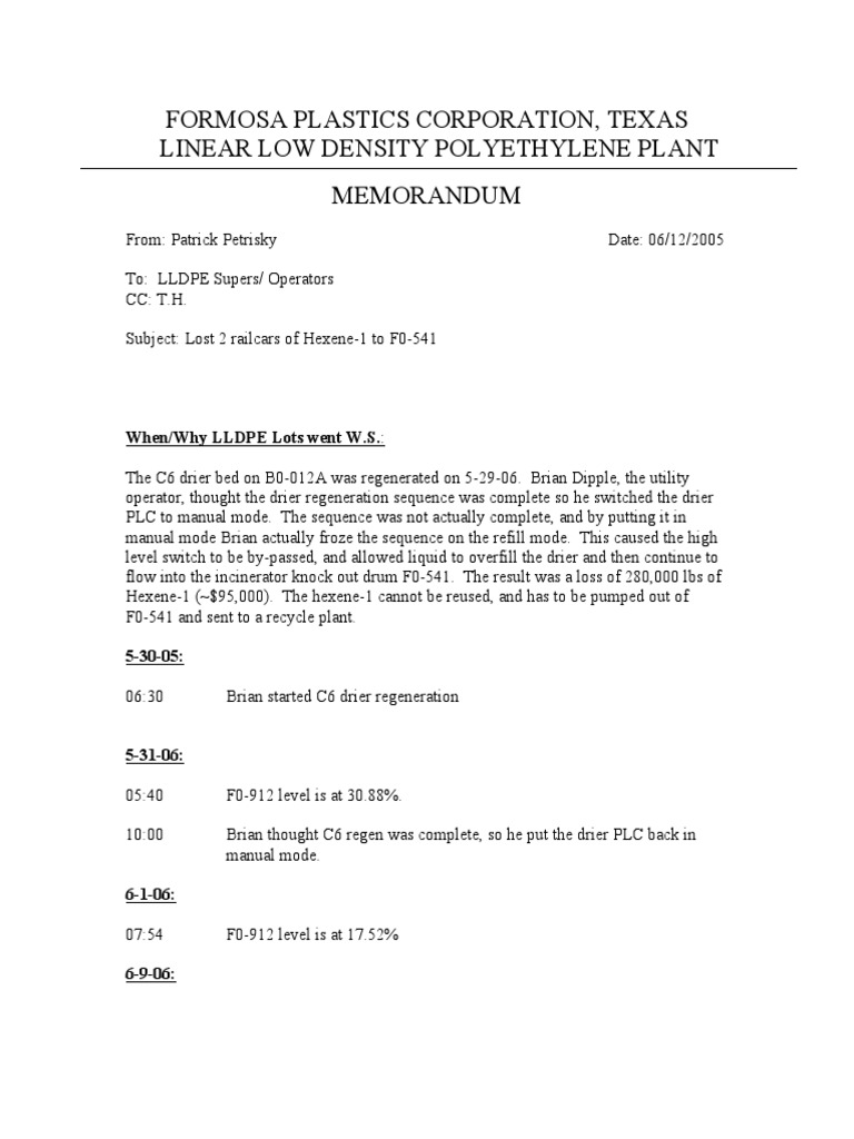 Formosa Plastics Corporation, Texas Linear Low Density Polyethylene ...
