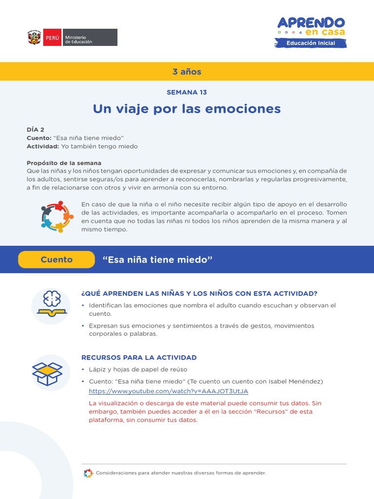 Un Viaje Por Las Emociones | PDF | Temor | Educación de la primera infancia