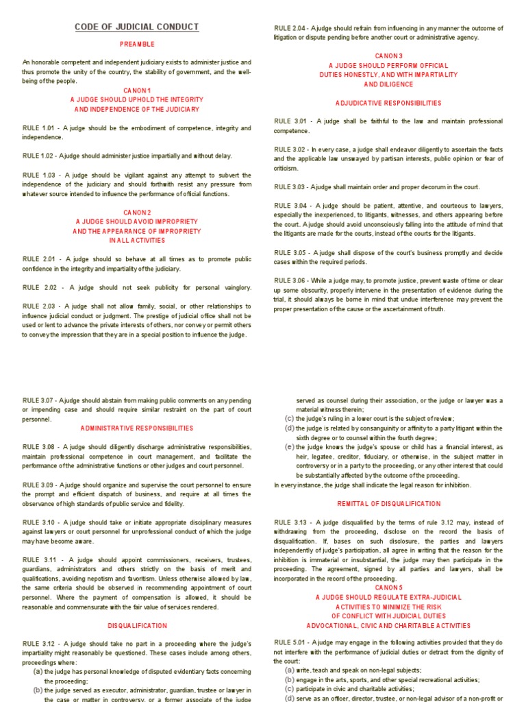 Code of Judicial Conduct | PDF | Judge | Judiciaries