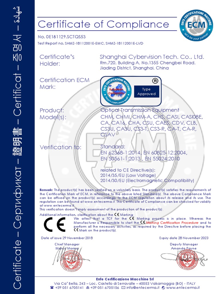 CE Certficate-Cybervision | PDF | Verification And Validation | Evaluation