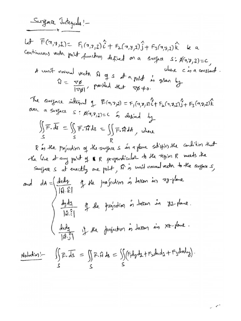Surface Integrals, Guass Divergence Theorem, Stokes Theorem | PDF