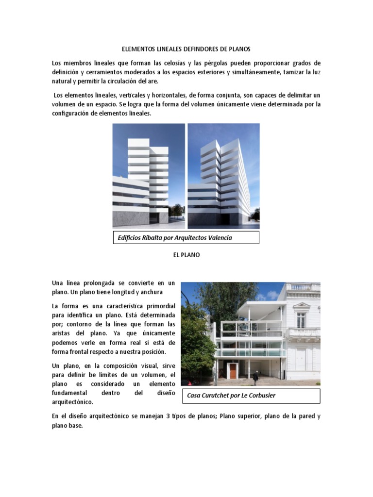 Elementos lineales y planos definiores de volúmenes arquitectónicos ...