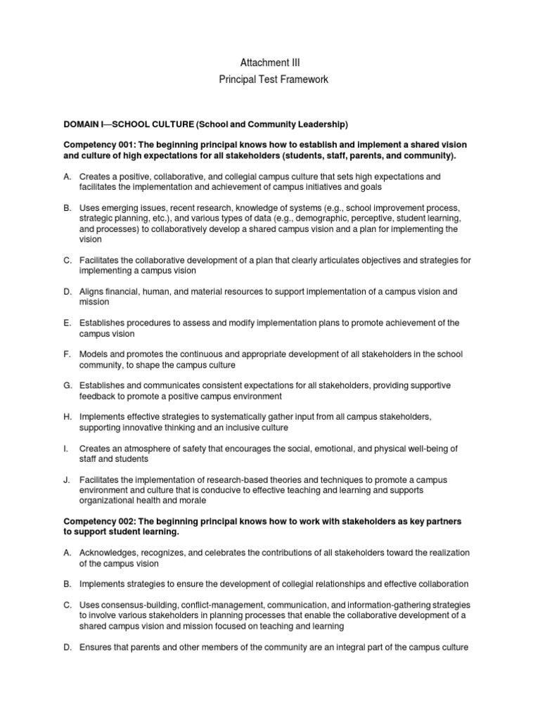 Principal Framework For Principal Assessment (Domains and Competencies ...