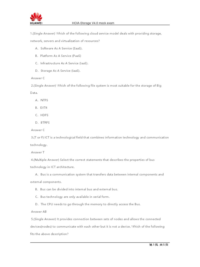 HCIA Storage V4.0 Mock Exam PDF | PDF | Cloud Computing | Computer Data ... HCIA Storage V4.0 Mock Exam PDF | PDF | Cloud Computing | Computer Data ...