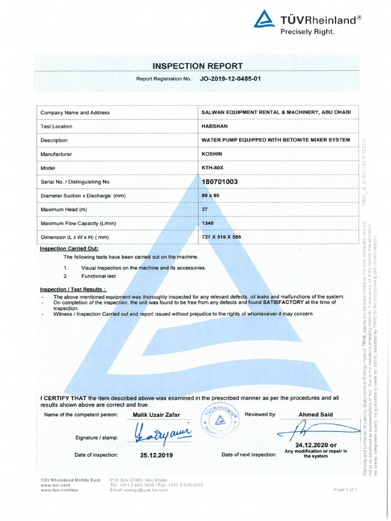 Inspection Report-HDD Machine | PDF