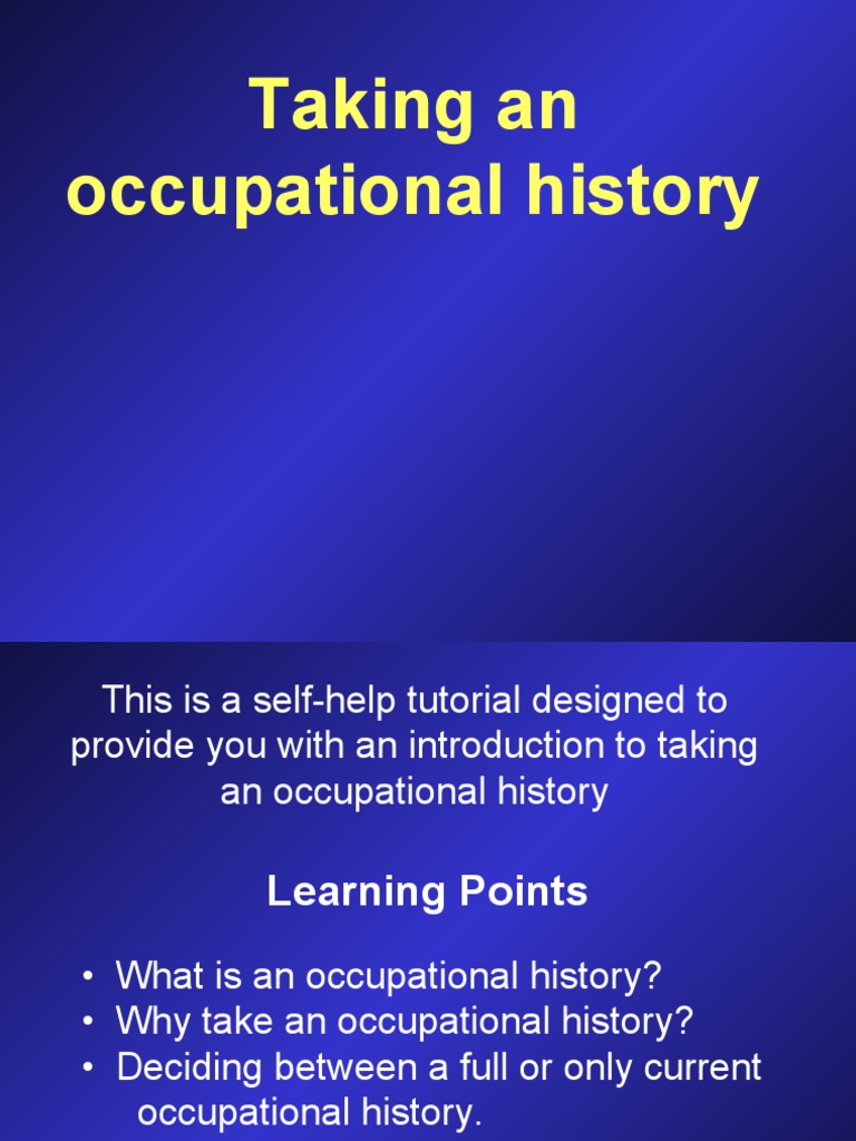 Guide to Taking Occupational Histories | PDF | Occupational Safety And ...
