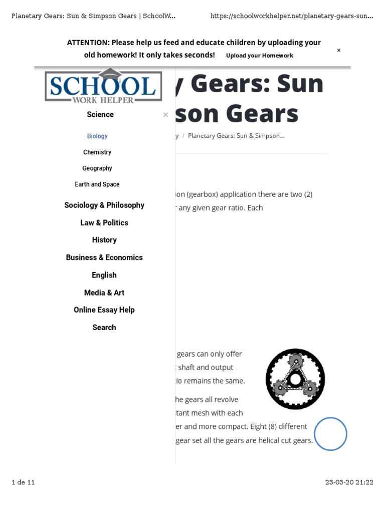Planetary Gears: Sun & Simpson Gears: Science | PDF | Clutch | Gear