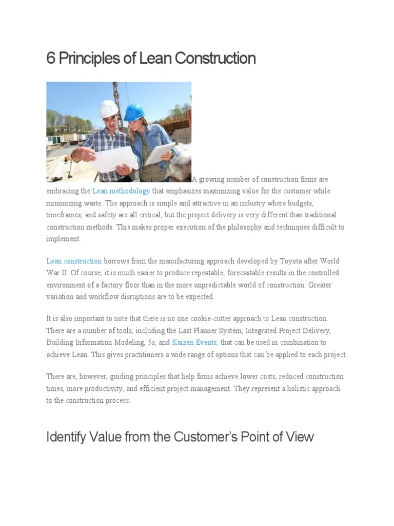 6 Principles of Lean Construction | PDF | Inventory | Project Management